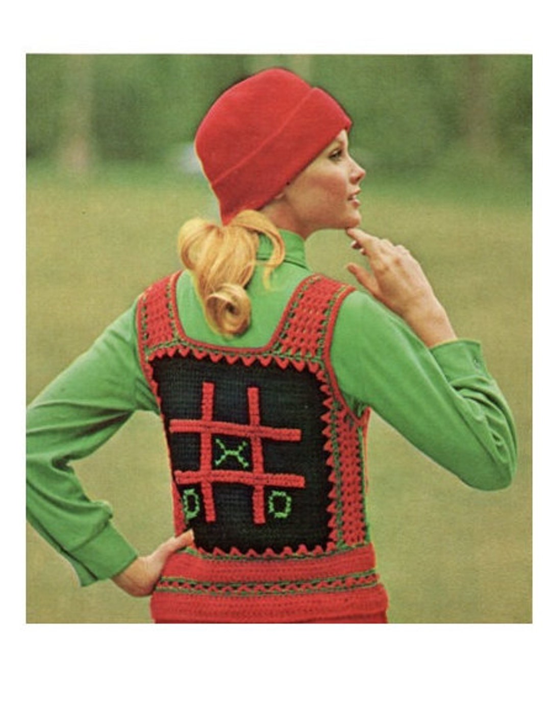 Crochet Top Pattern Vintage 70s Crochet Cross Stitch Apple Crochet Vest ...