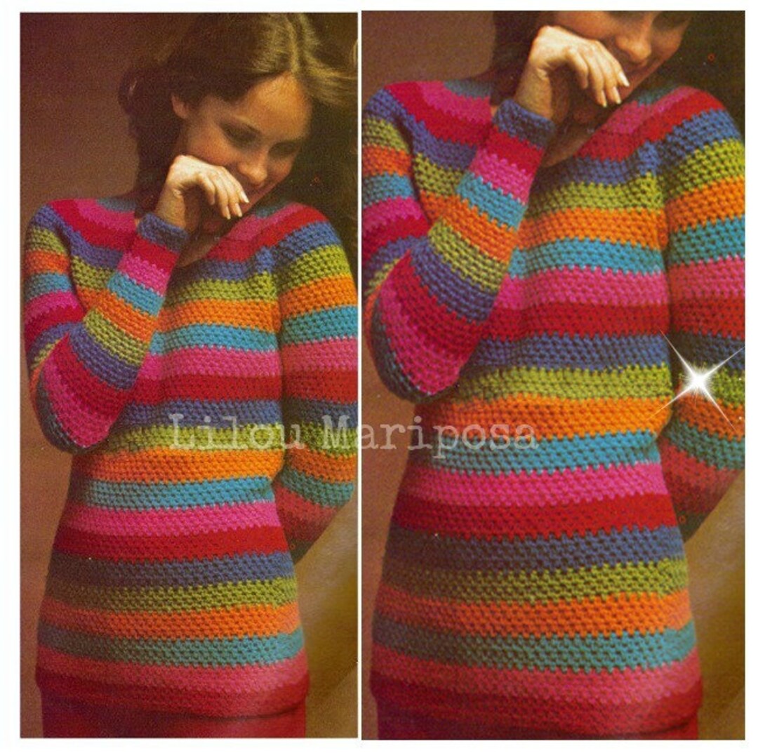 Crochet Pattern Vintage 70s Crochet Top Pattern Crochet Sweater Pattern ...