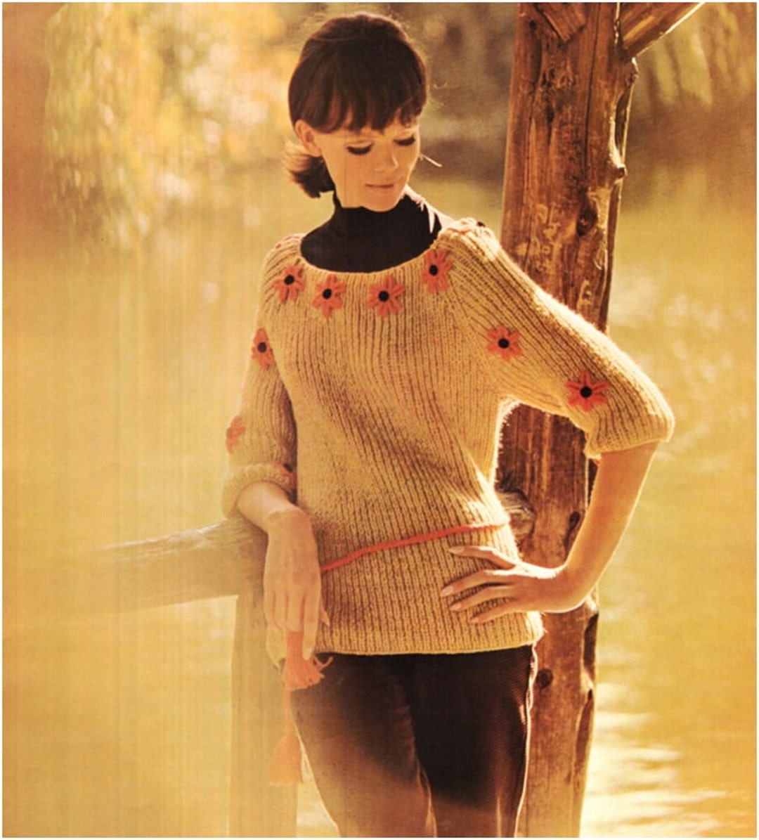 Knitting TOP Pattern Vintage 70s Knitting Pattern Daisy Sweater Top ...