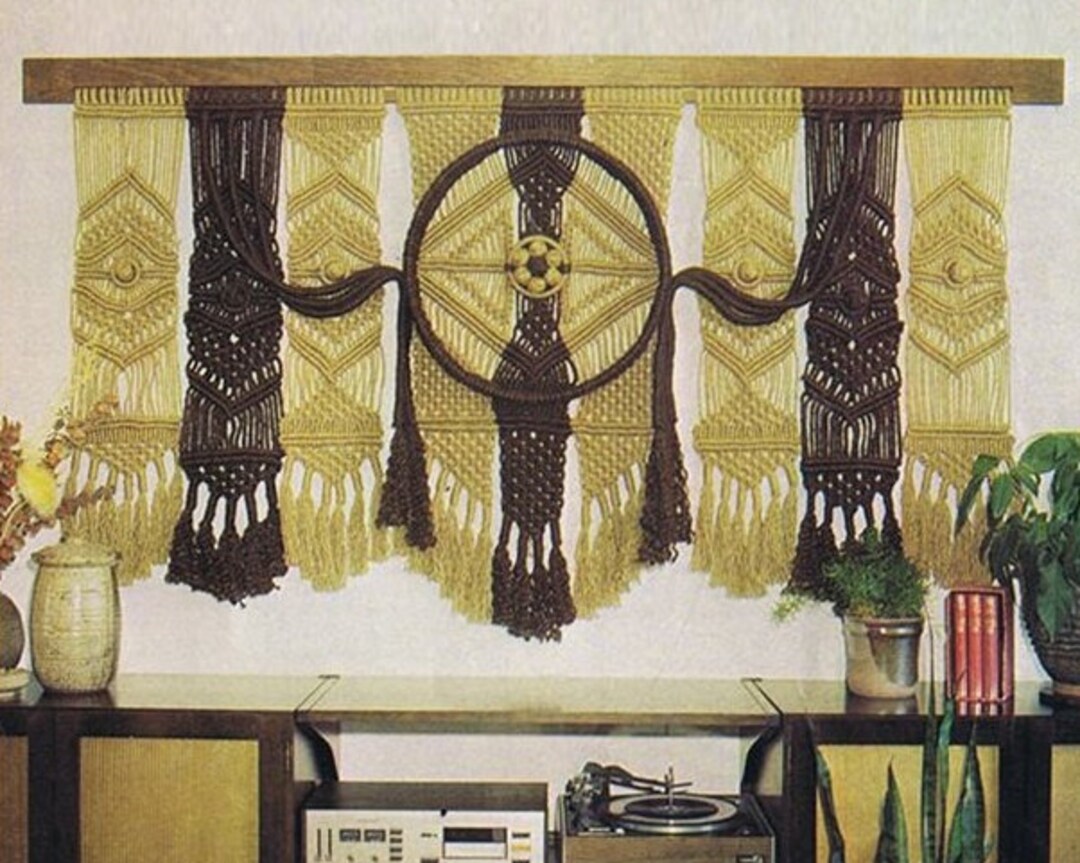 Macrame Pattern Vintage 70s Vintage Handmade Macrame Wall Hanging Home ...