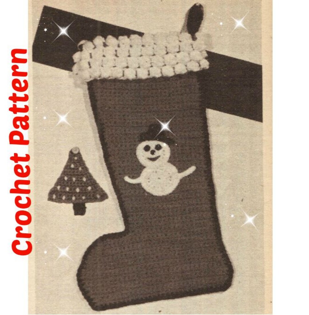 CROCHET CHRISTMAS STOCKING Pattern Vintage 70s Crochet Christmas ...