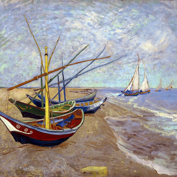 Vincent Van Gogh "fishing Boats on the Beach Art - Etsy