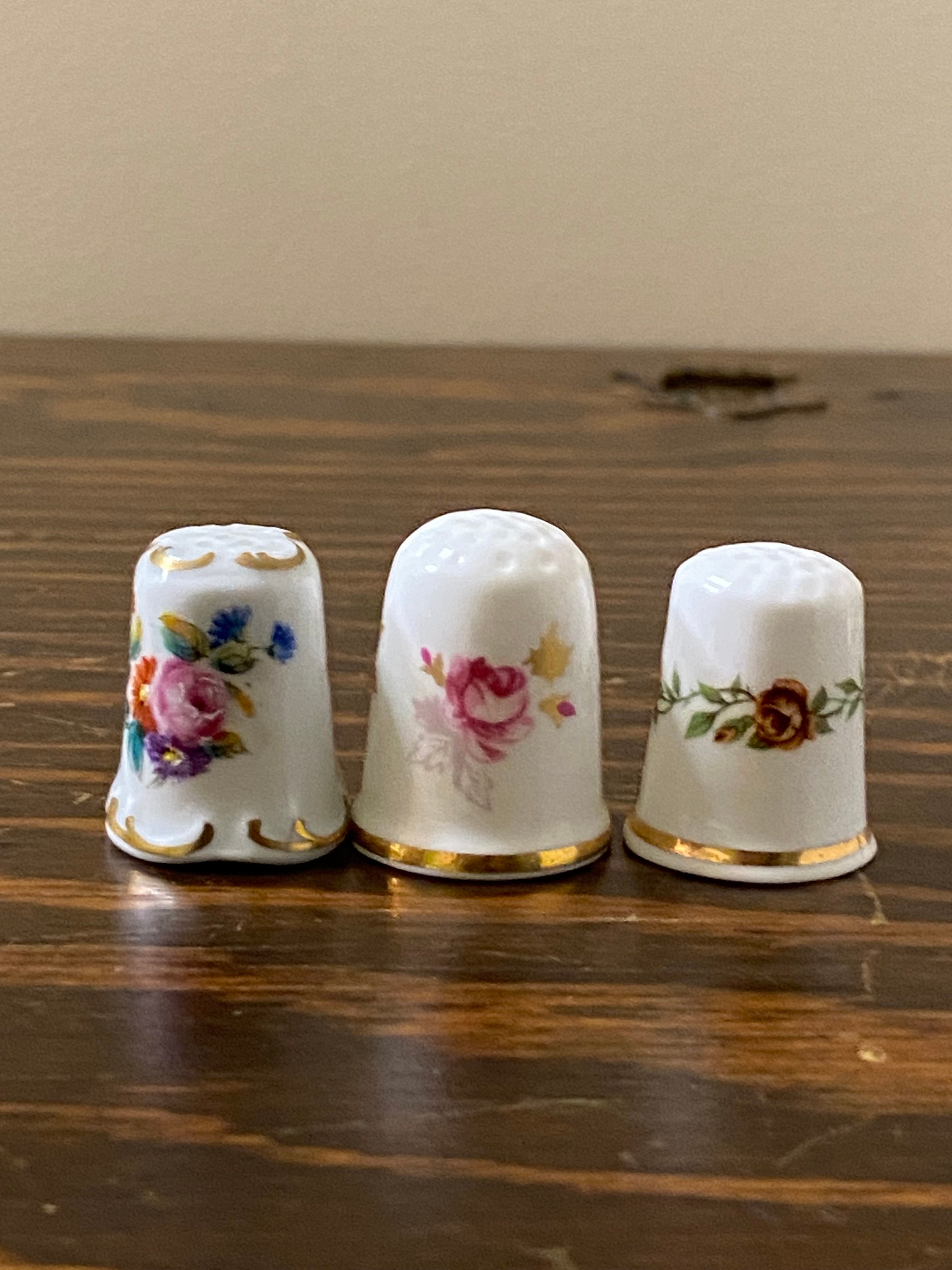 Vintage Porcelain and Solid Brass Collectable Thimbles- Set of 12 ...