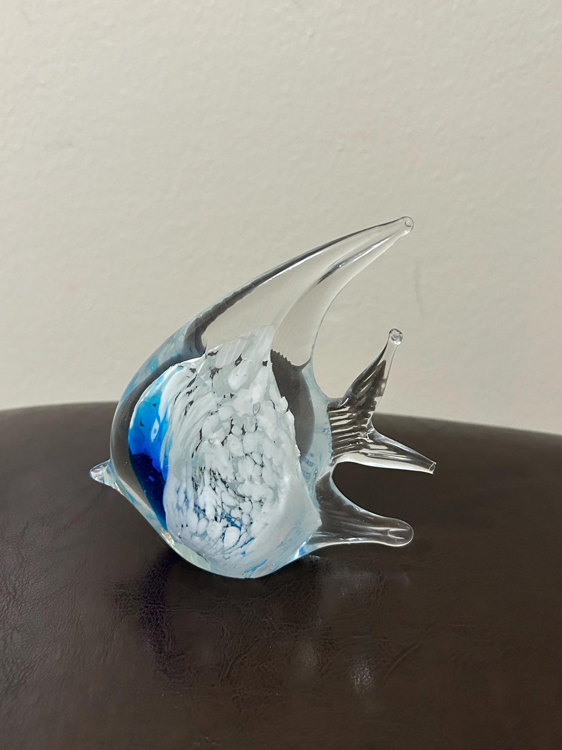 Vintage Blue and White Glass Fish Figurine - Etsy