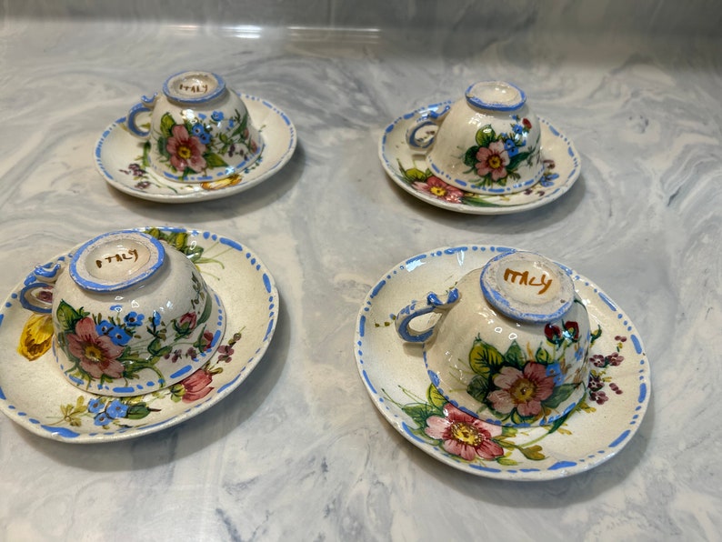 Vintage Made in Italy Hand Made Set of 4 Tea Cups - Etsy