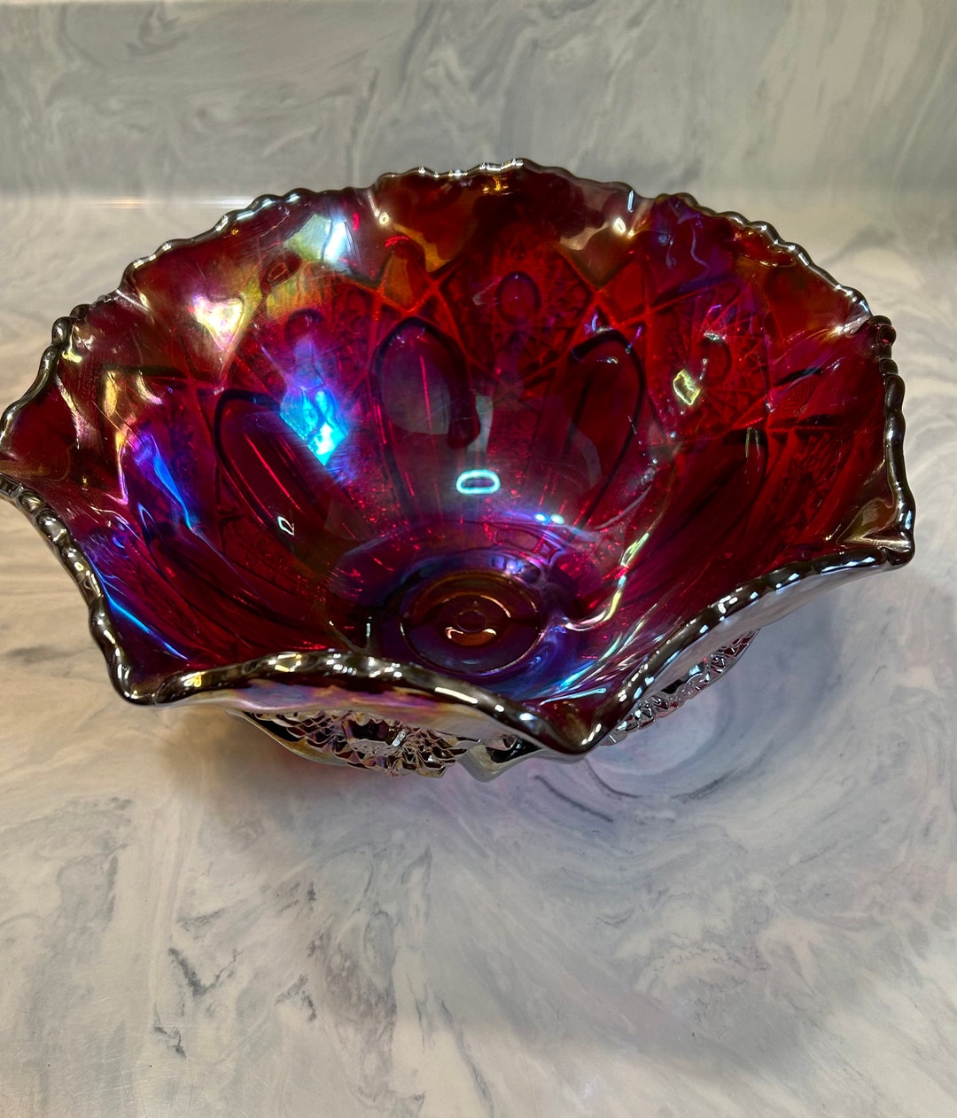 Vintage Ruby Red Imperial Glass Bowl - Etsy