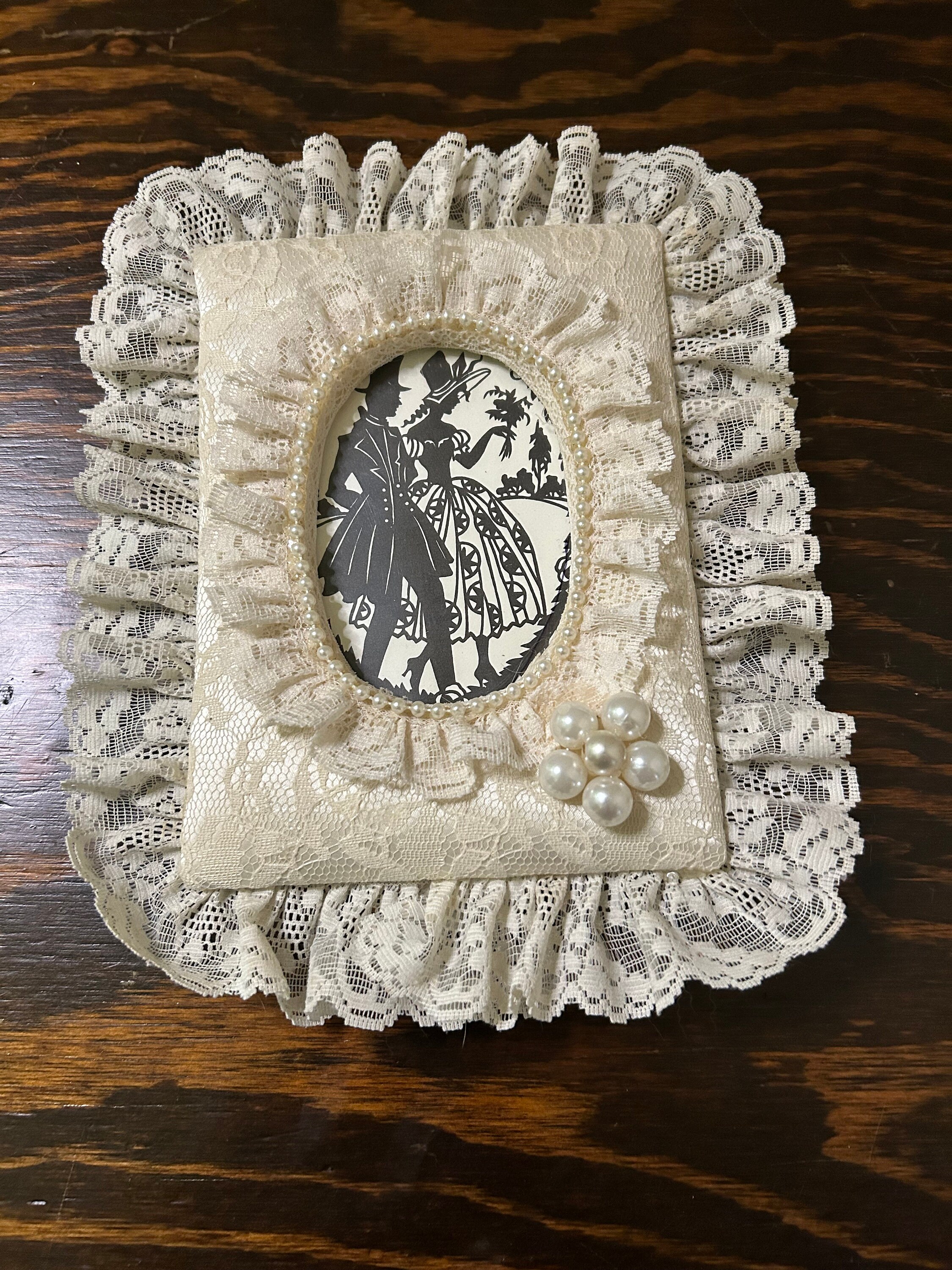 Vintage Hand Made With Lace and Beads Picture Frame - Etsy
