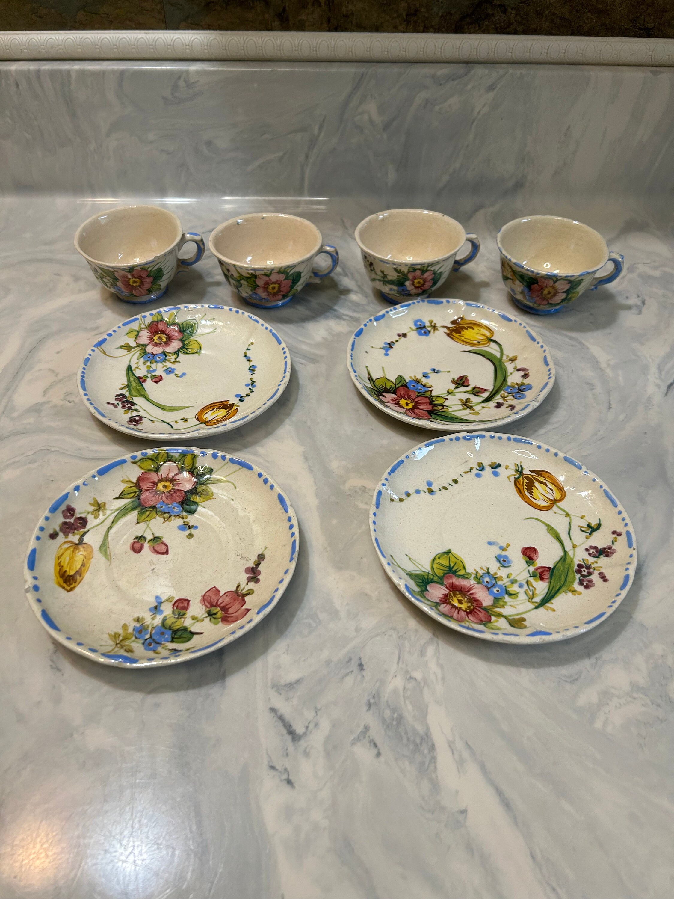 Vintage Made in Italy Hand Made Set of 4 Tea Cups - Etsy
