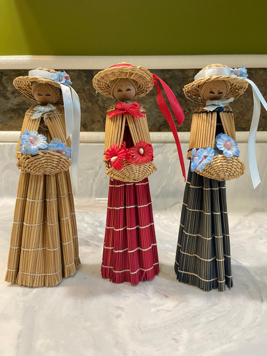 Vintage Straw Dolls - Set of 3 - Etsy