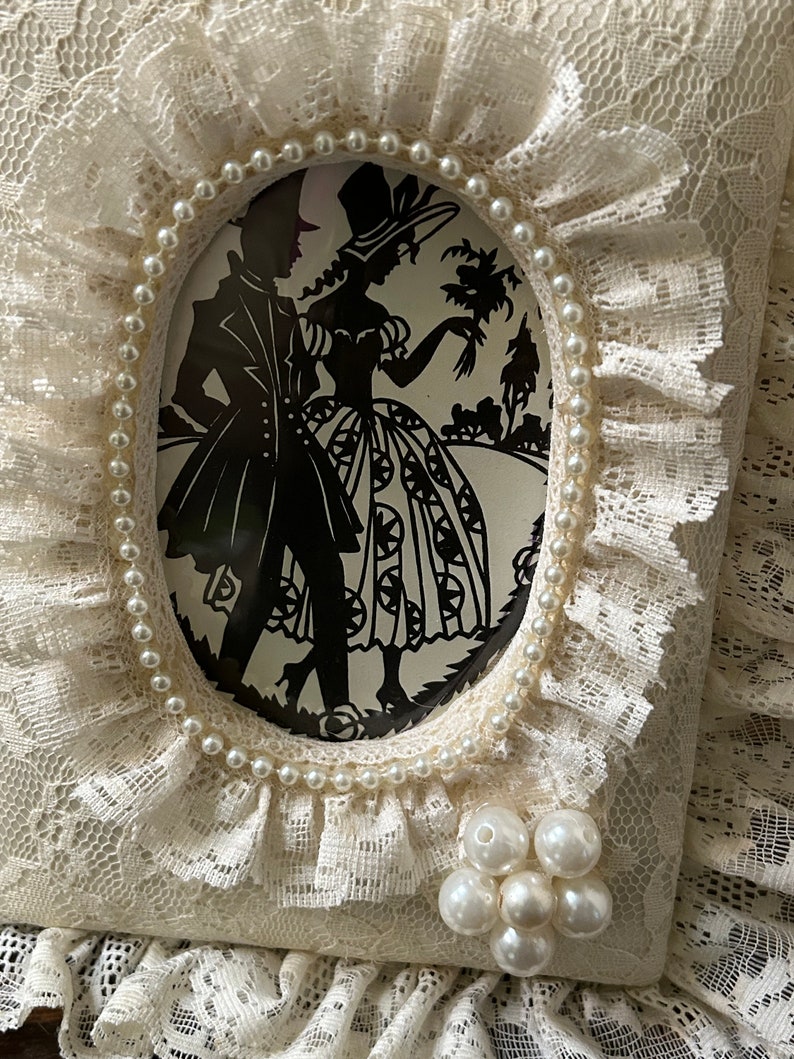 Vintage Hand Made With Lace and Beads Picture Frame - Etsy
