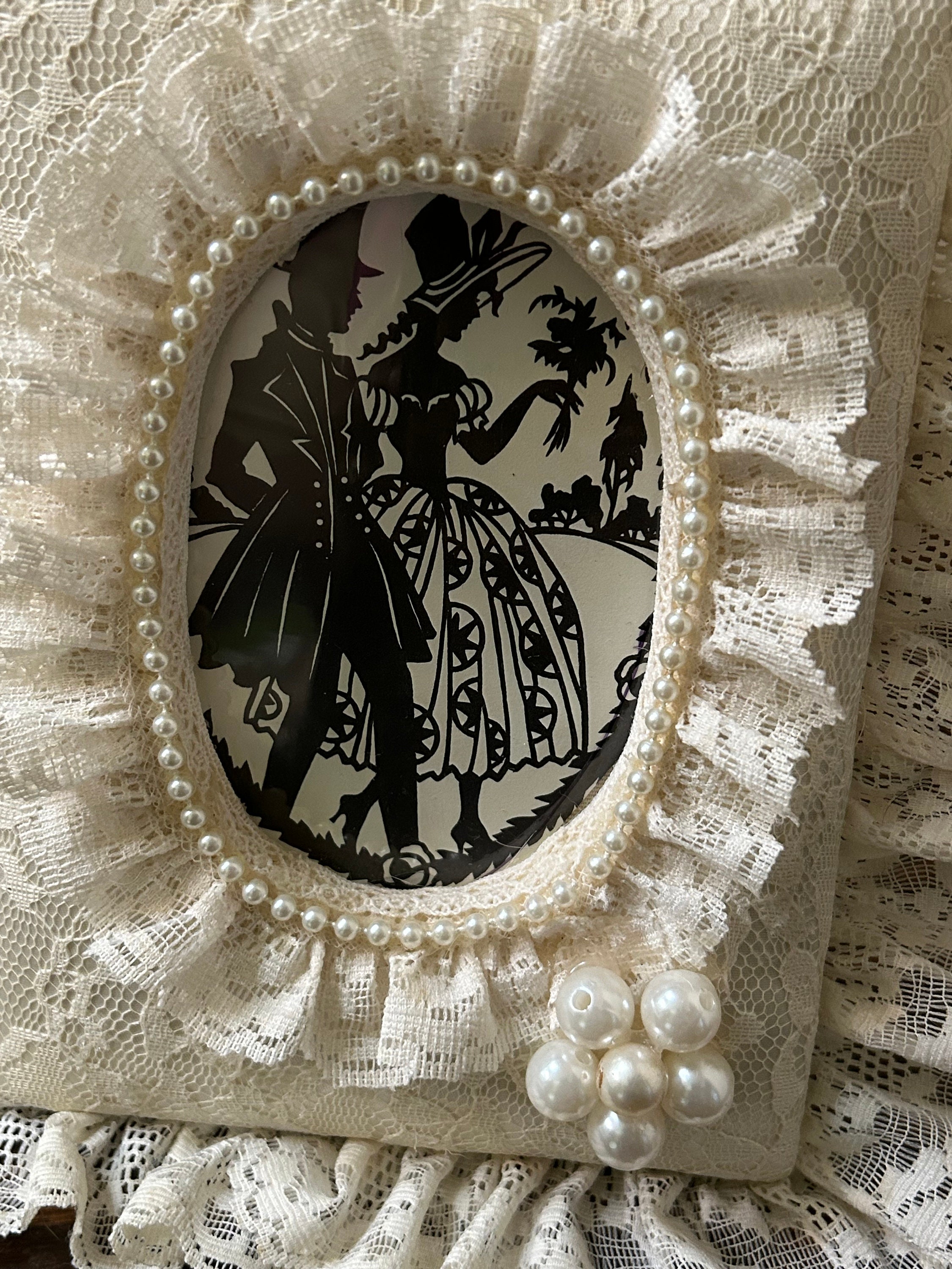 Vintage Hand Made With Lace and Beads Picture Frame - Etsy