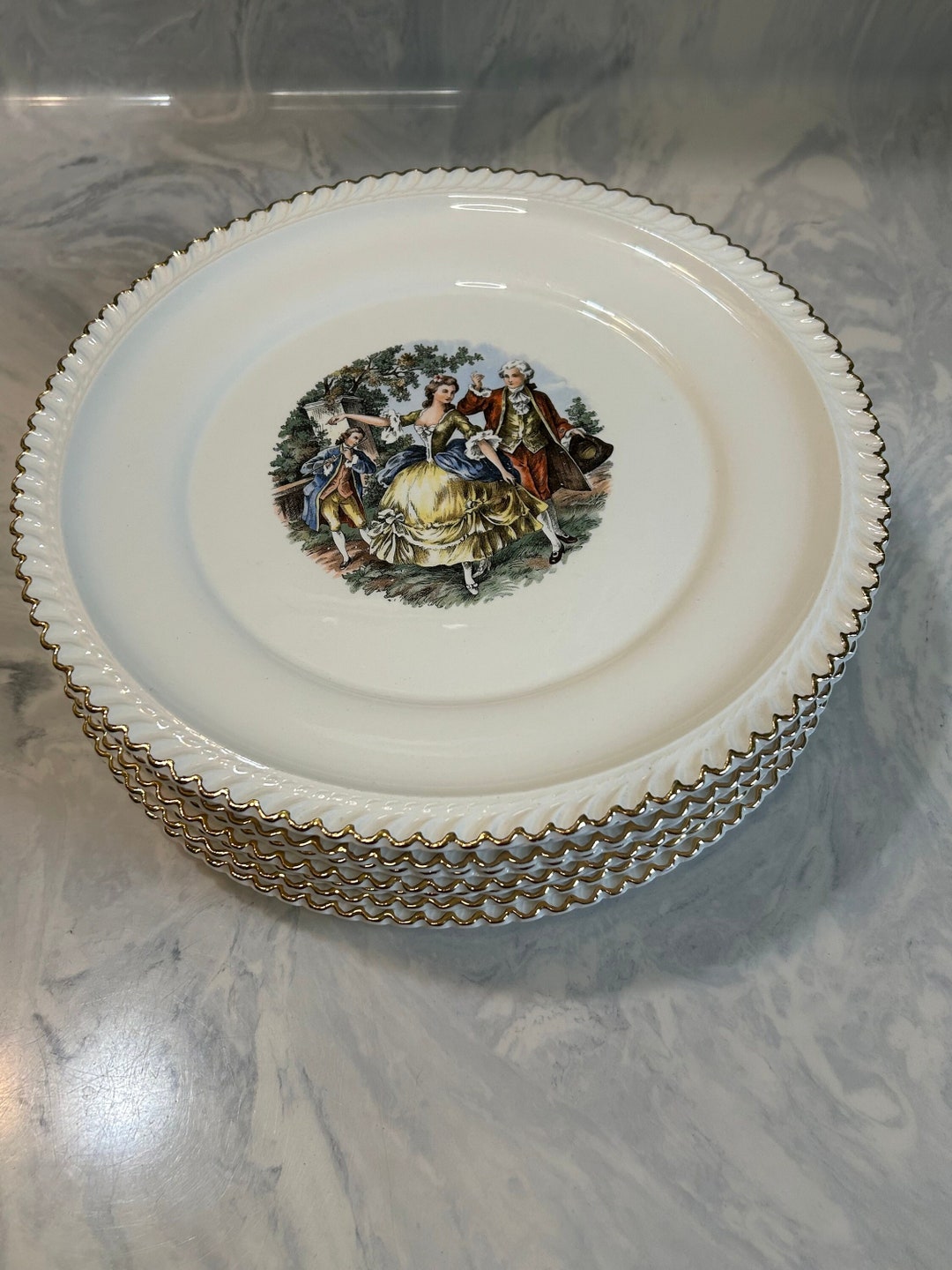 Vintage Set of 8 the Harker Pottery Co. 22 KT Trimmed 10” Plates - Etsy