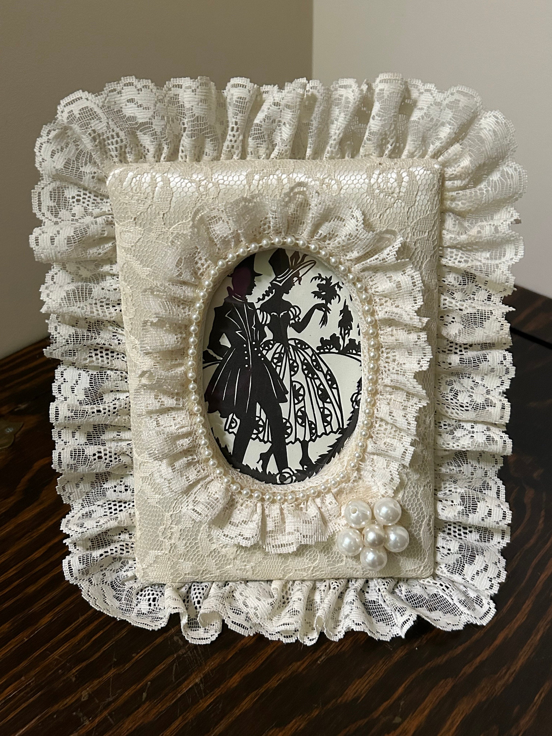 Vintage Hand Made With Lace and Beads Picture Frame - Etsy