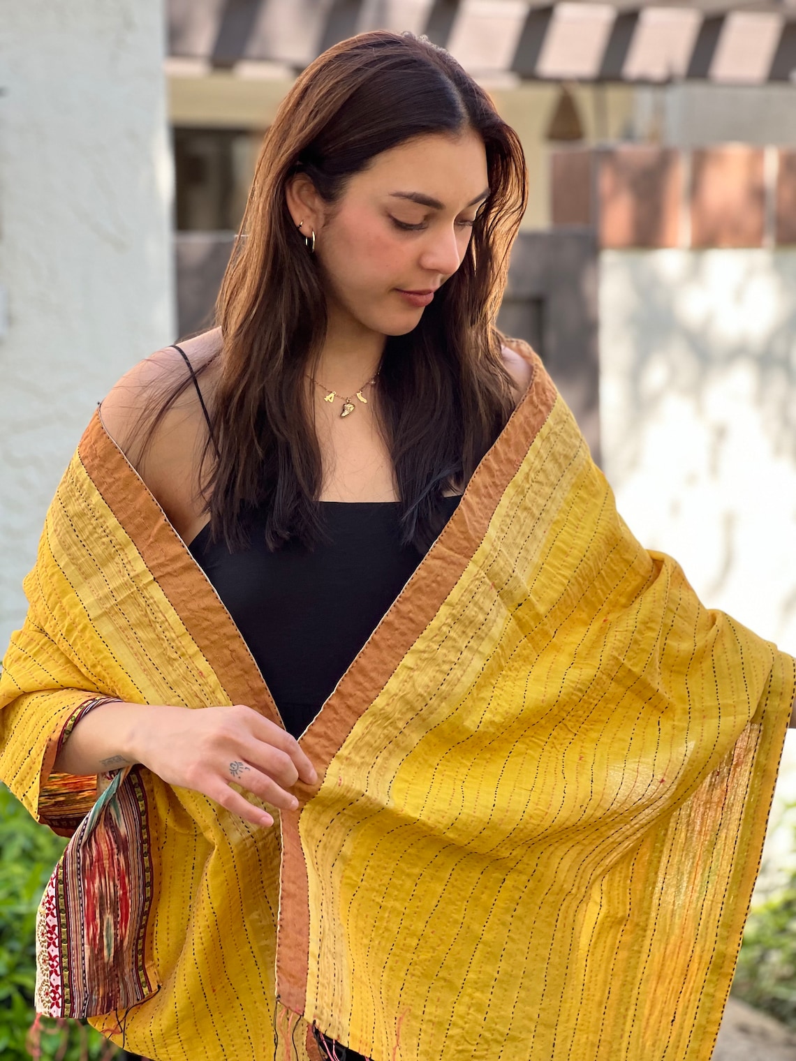 Gold Silk Scarf, Yellow Silk Scarf, Mother's Day Gift, Birthday Gift ...
