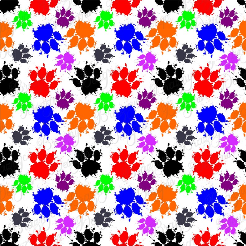 Paint Splatter Dog Paw Print Seamless Animal Pattern Bundle, Paw ...