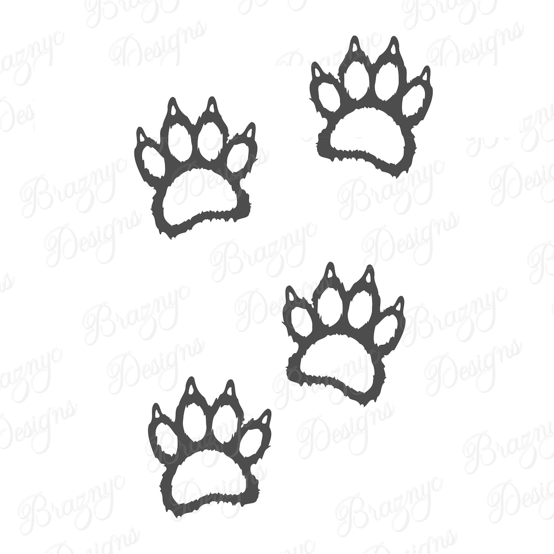 Wolf Paw Print Cartoon Style Furry Paw Drawing for Shirts - Etsy