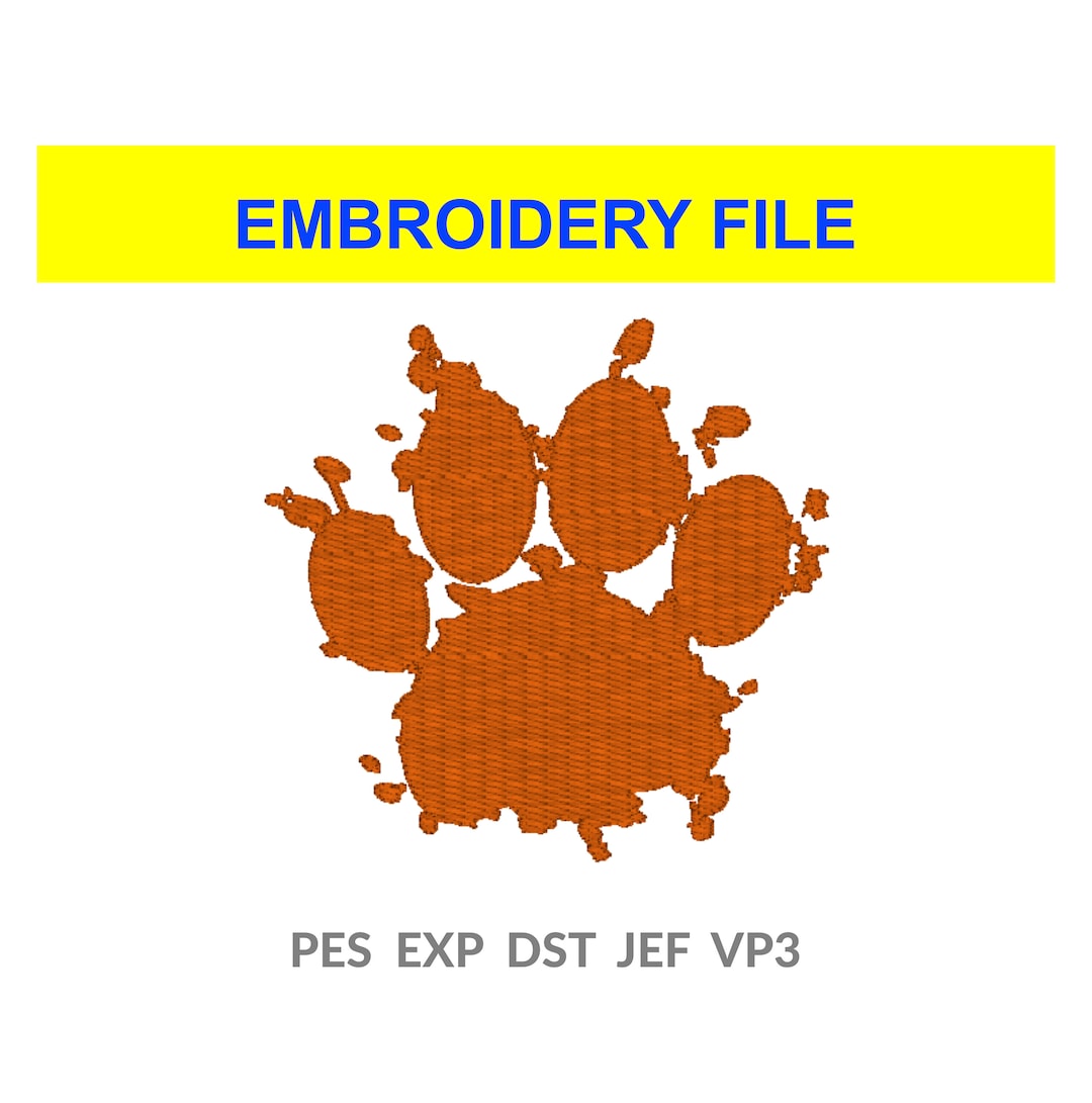 Cartoon Paint Splatter Dog Paw Print Embroidery File - 4x4 Inch Hoop ...