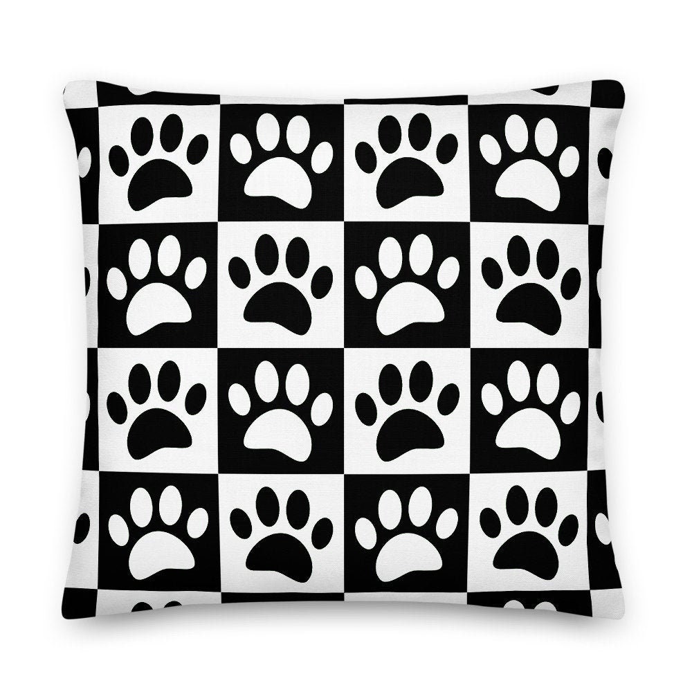 Black and White Checkered Pattern Dog Paw Prints Graphic SVG PNG JPEG ...
