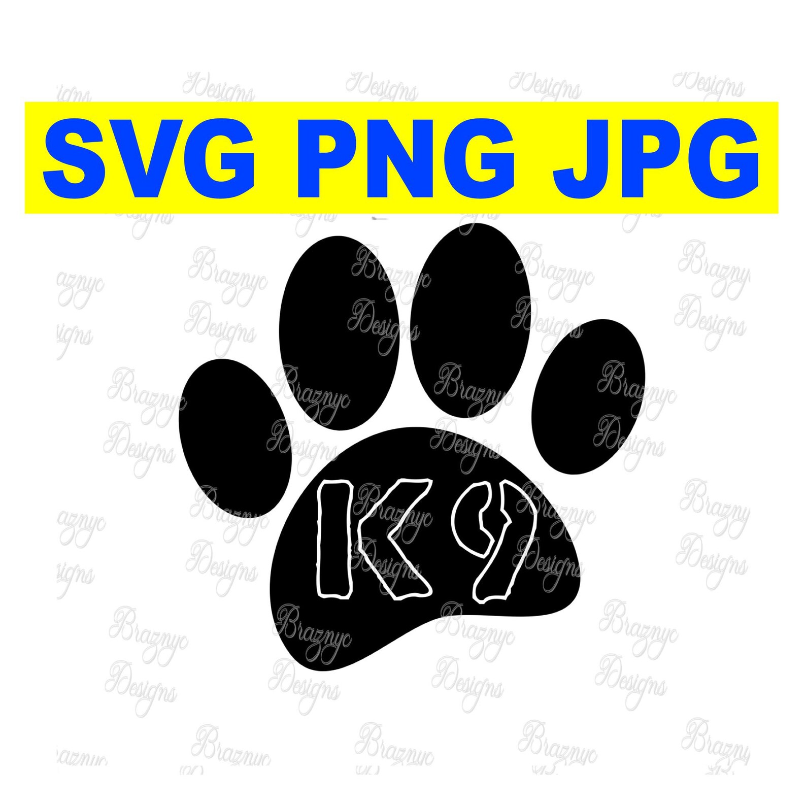 K9 Dow Paw Prints In Black and White Versions Vector Dog Paw | Etsy