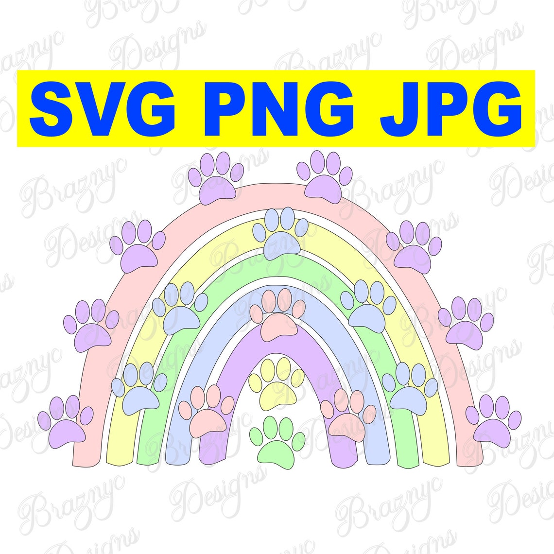 Dog Paw Prints and Baby Pastel Color Rainbow - Drawings for T Shirts ...
