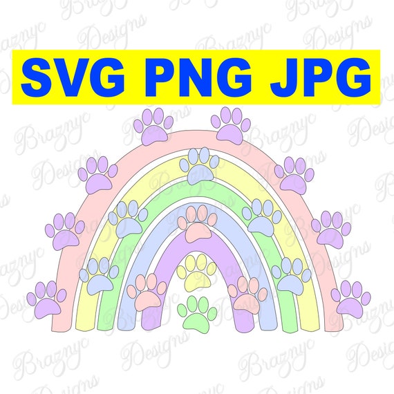 Dog Paw Prints and Baby Pastel Color Rainbow Drawings for T | Etsy