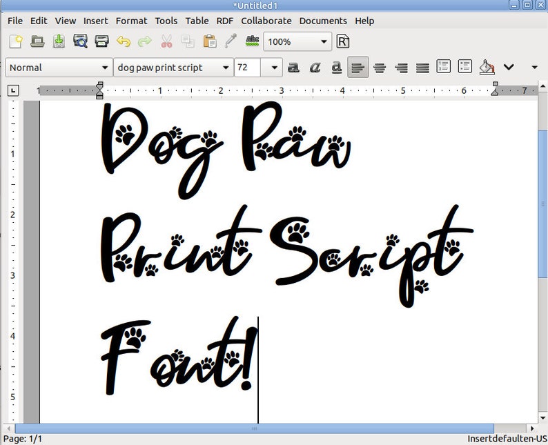 Dog Paw Print Script Font - Handwritten Typeface Installable Font for ...