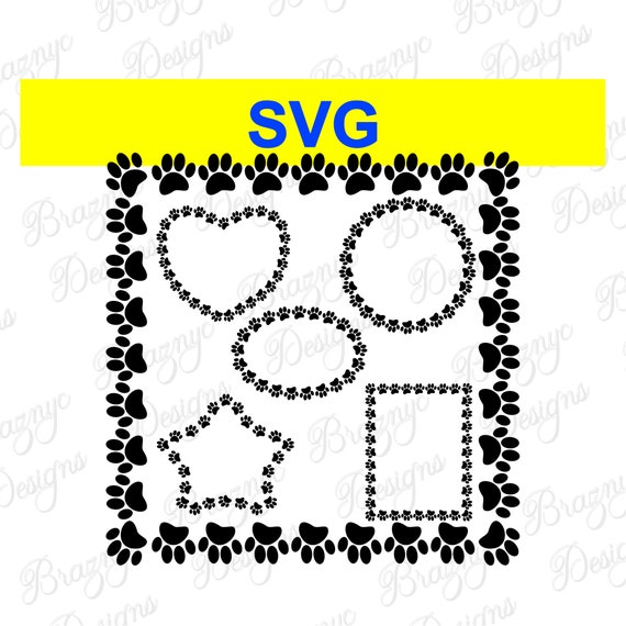 Dog Paw Prints Decorative SVG Borders Round Square Oval | Etsy