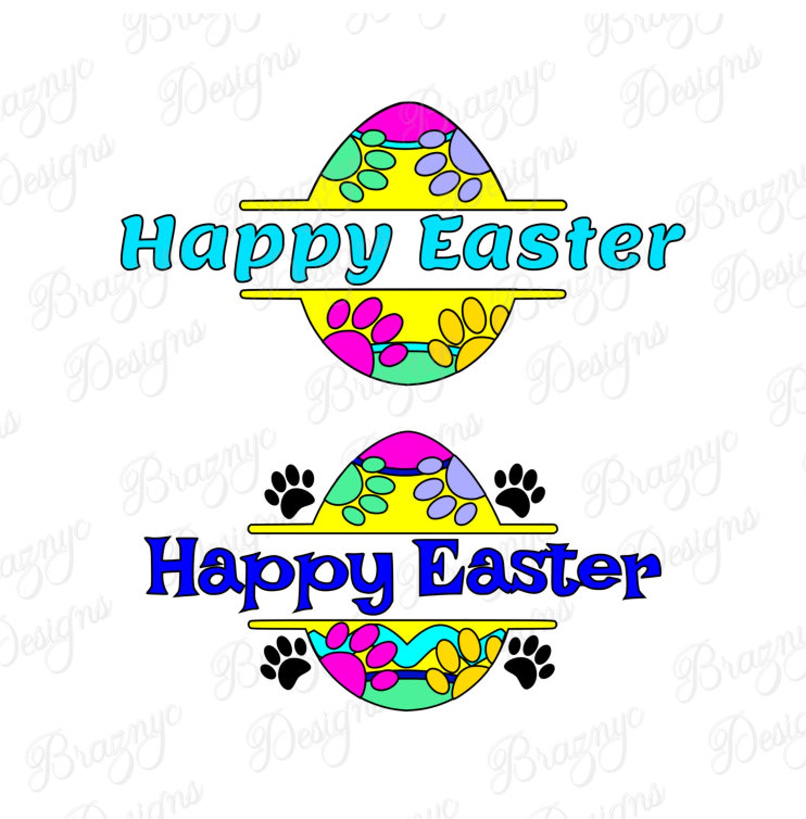 Easter Egg Dog Paw Print Bundle - Printable Cartoon Style Dog Paw ...