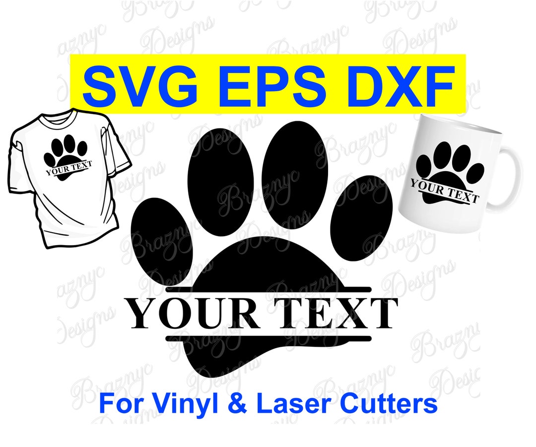 Split Frame Dog Paw Print for Custom Text - for Personalized Dog ...