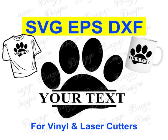 Split Frame Dog Paw Print for Custom Text for Personalized - Etsy