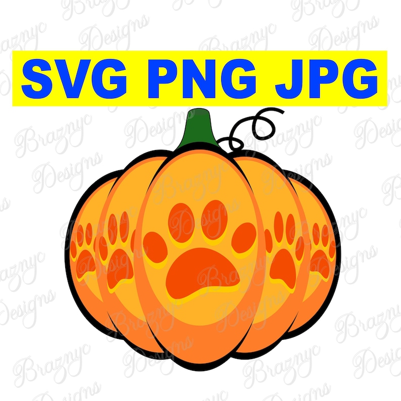 Carved Pumpkin Dog Paw Print - Vector Drawing for T Shirts, Sublimation ...