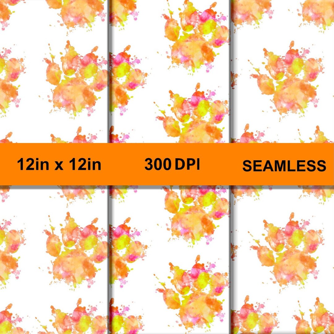 Paint Splatter Dog Paw Print Watercolor - Colorful Animal Seamless ...