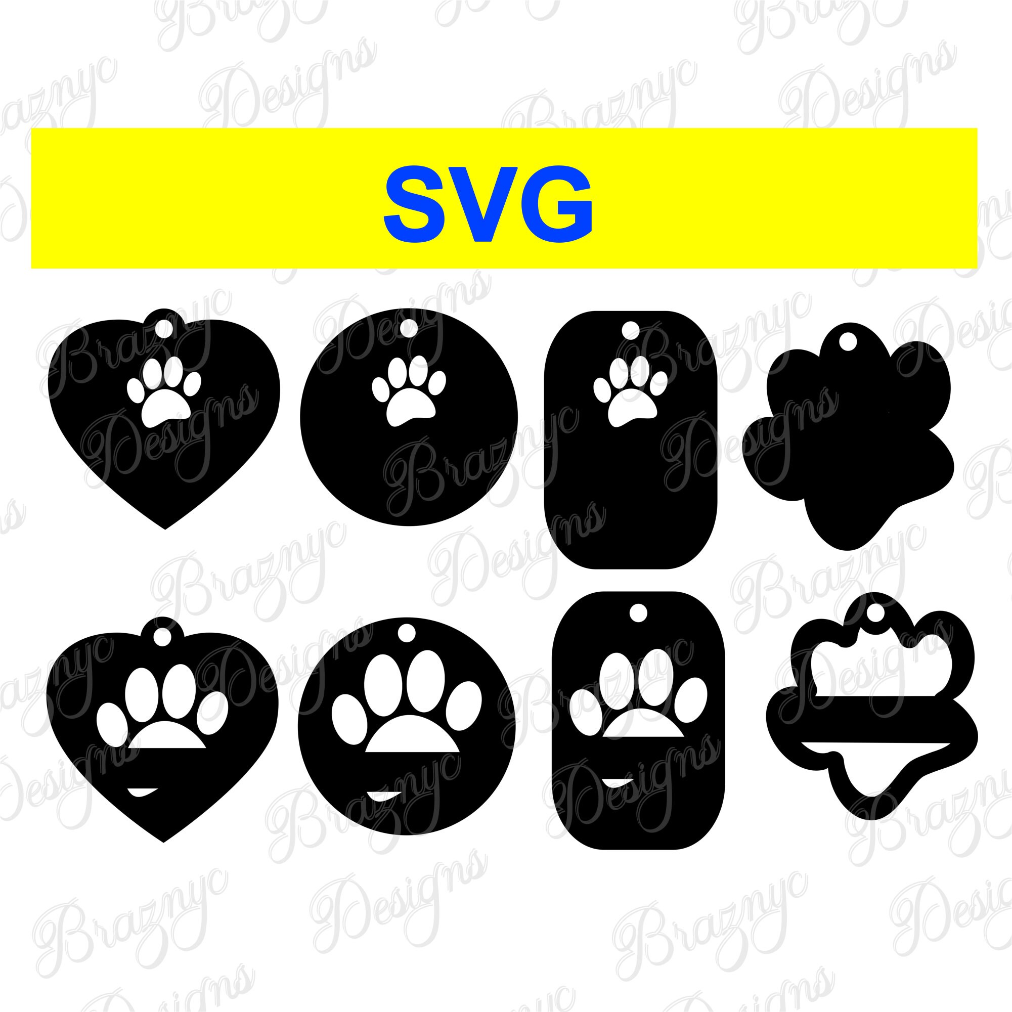 Pet ID Tag SVG Bundle - for DIY Projects - Templates for Laser and ...