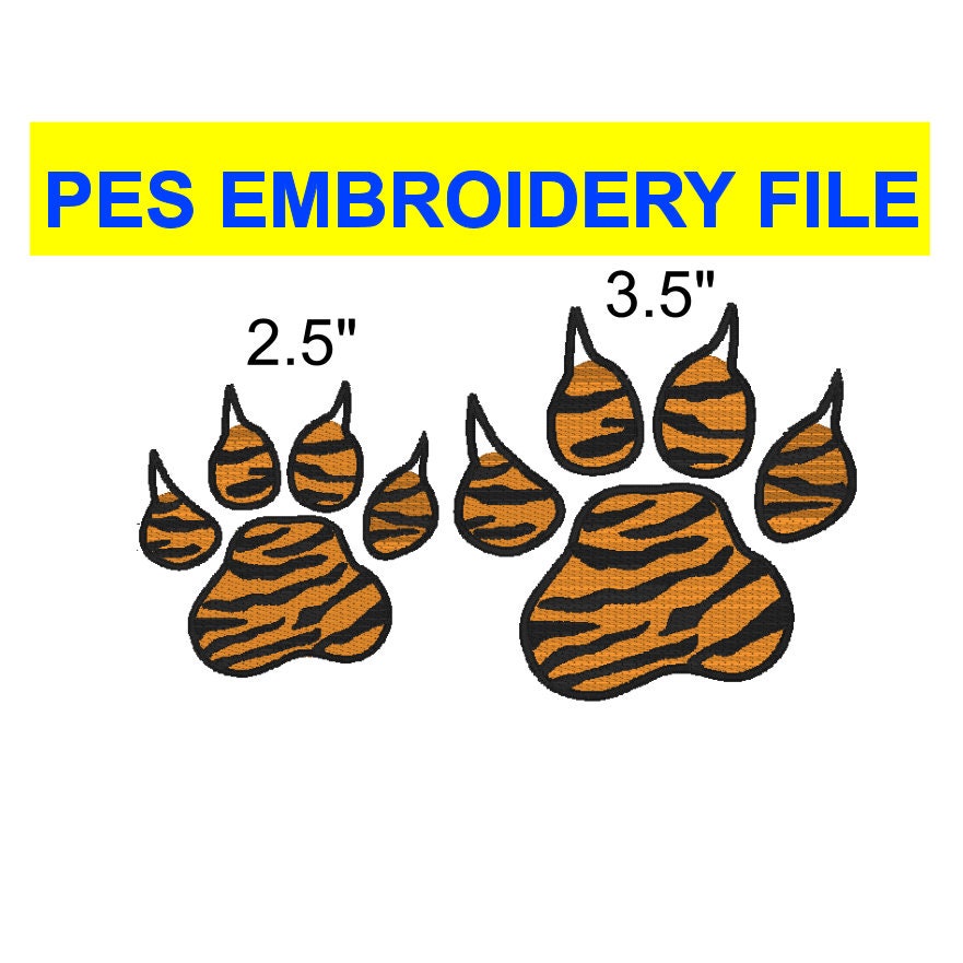 Cartoon Tiger Paw Print - 4x4 Inch Hoop Digital PES Download for ...