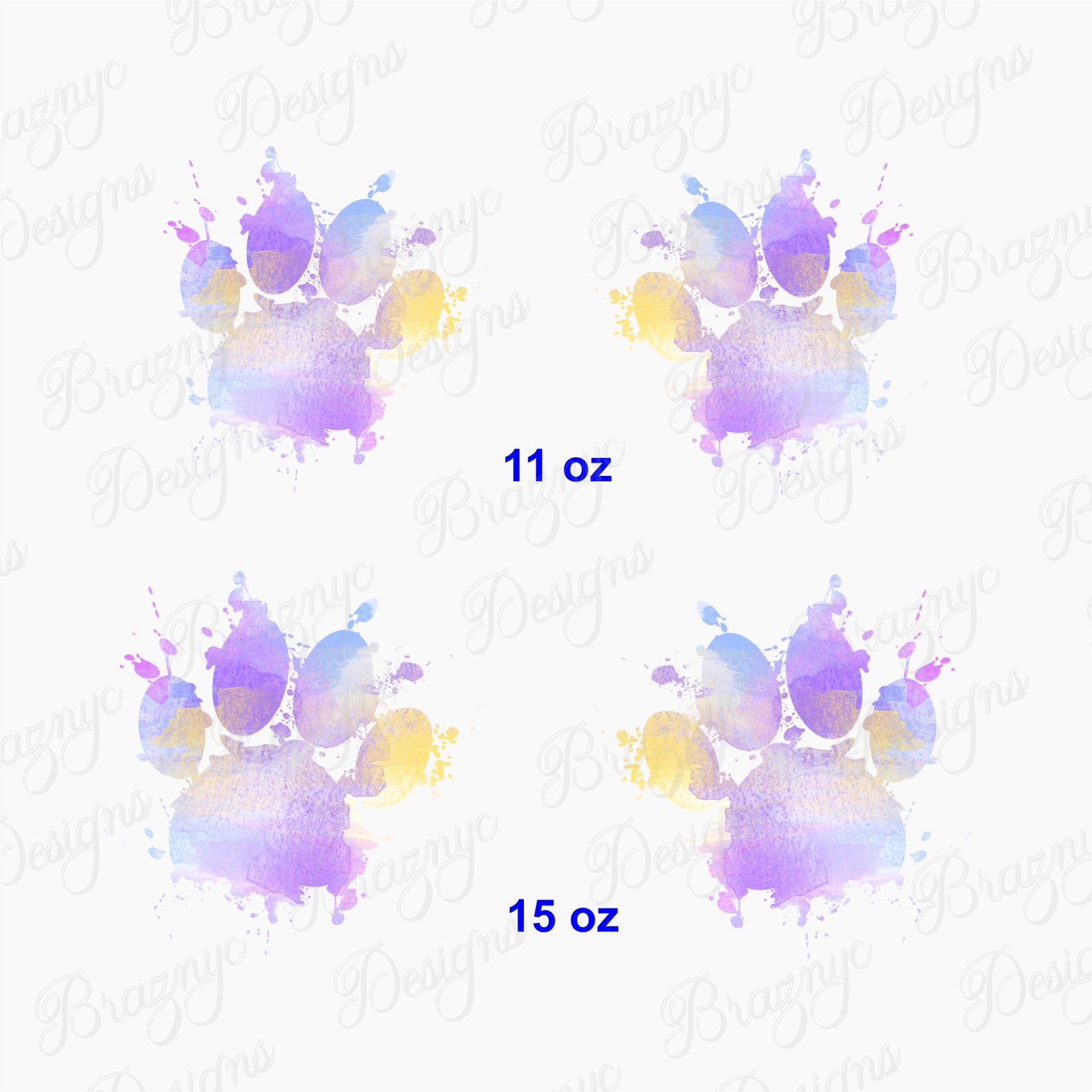 Watercolor Paint Splatter Dog Paw Print - Sublimation Printing Template ...