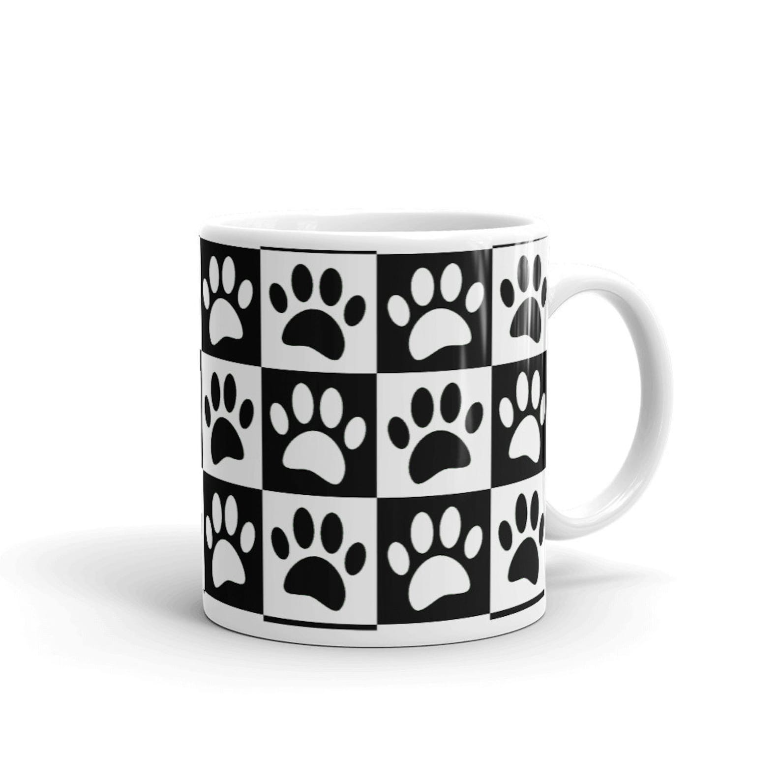 Black and White Checkered Pattern Dog Paw Prints Graphic SVG PNG JPEG ...