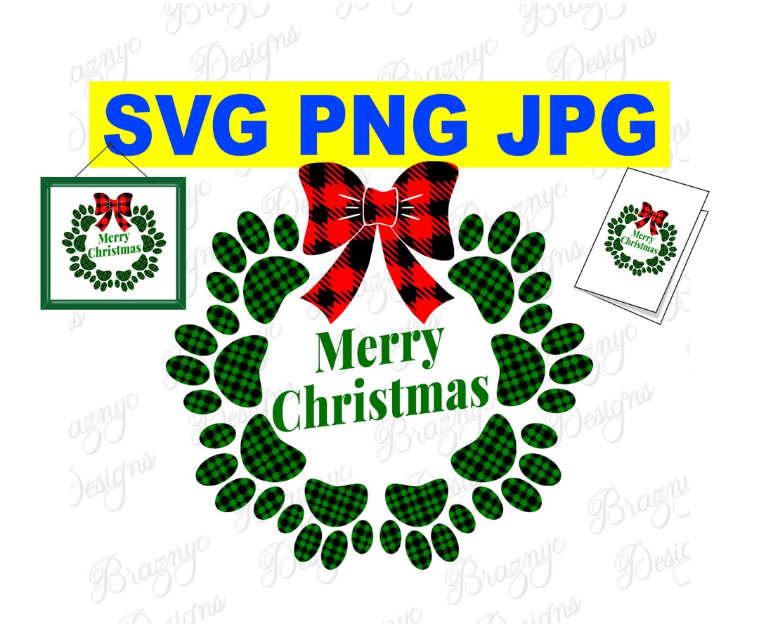 Christmas Wreath Dog Paw Print- Buffalo Patterns for Decor and ...