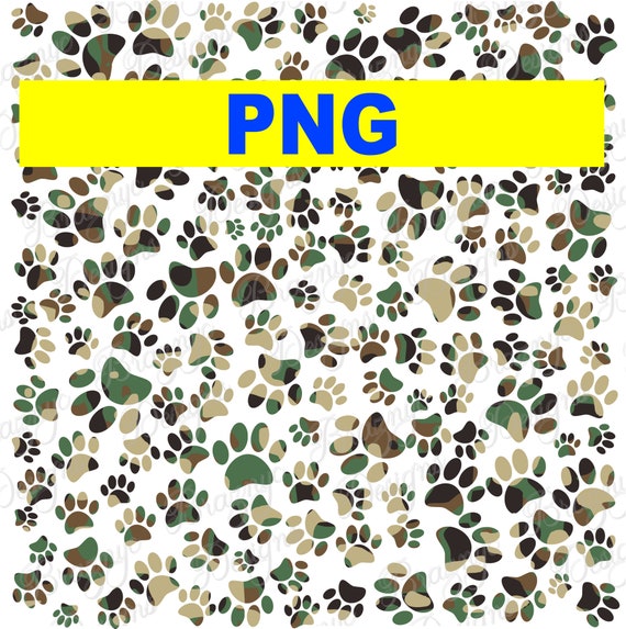 Camo Pattern Dog Paw Prints Cartoon Style Design for | Etsy
