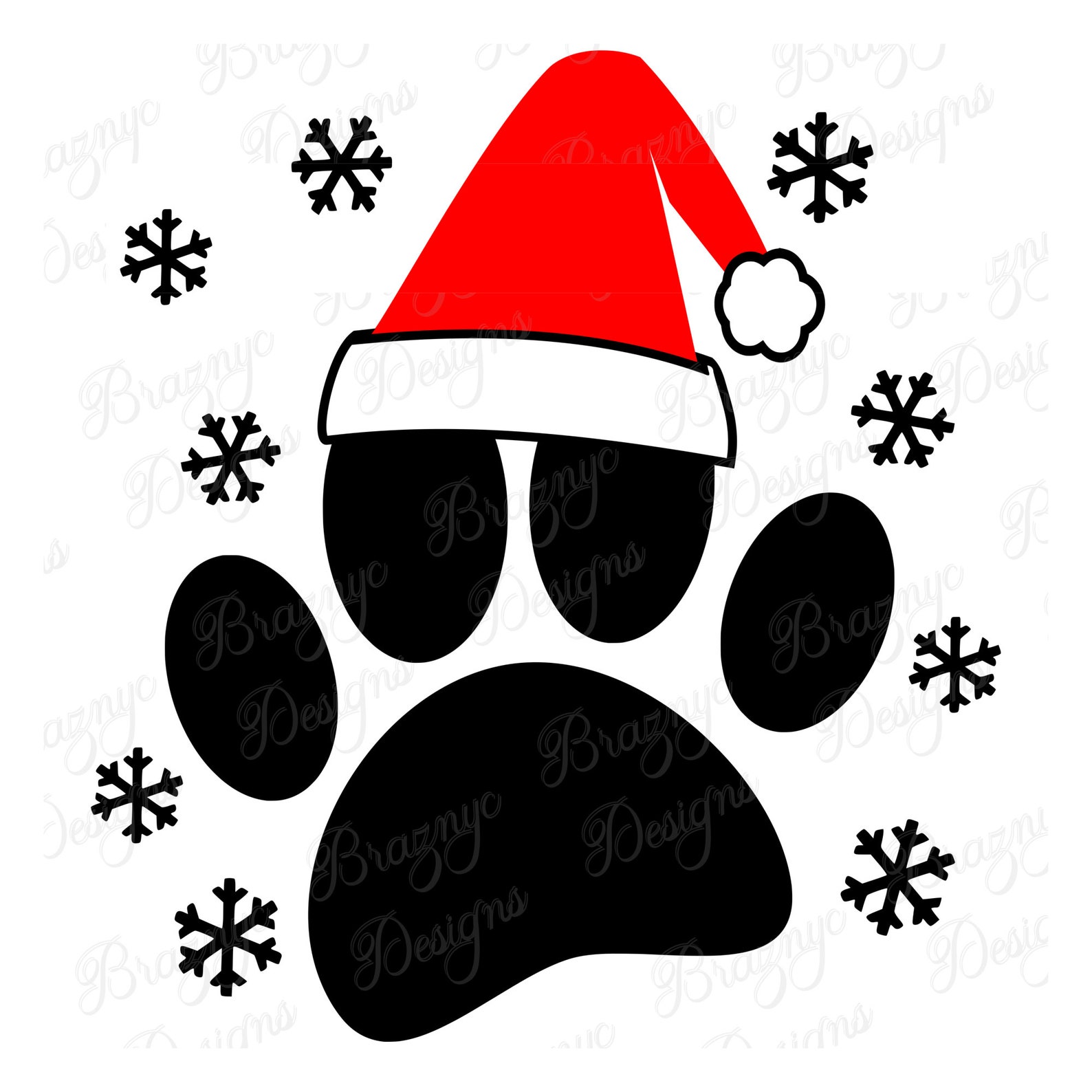 Santa Paw SVG Cut File Cartoon Style Drawing With Dog Paw - Etsy