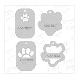 Pet ID Tag SVG Bundle - for DIY Projects - Templates for Laser and ...