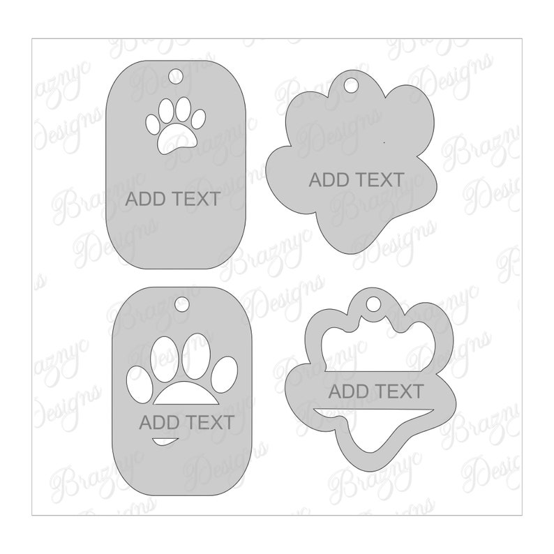 Pet ID Tag SVG Bundle - for DIY Projects - Templates for Laser and ...