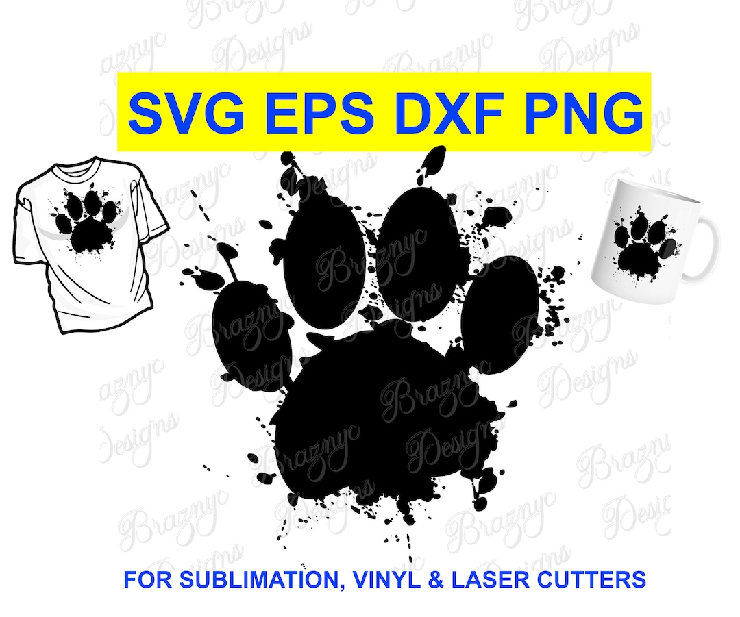 Paint Splatter Dog Paw Print - Vector Dog Paw Drawing for T Shirts ...