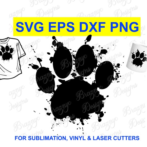 Paint Splatter Dog Paw Print Vector Dog Paw Drawing for T | Etsy
