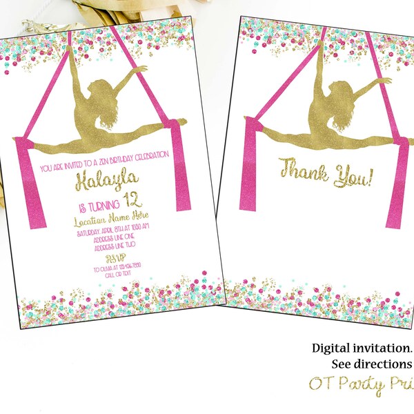 Aerial Silk Party Invite - Etsy