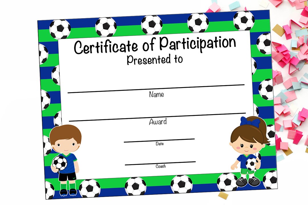 INSTANT DOWNLOAD Soccer Certificate of Participation Soccer Award Print ...