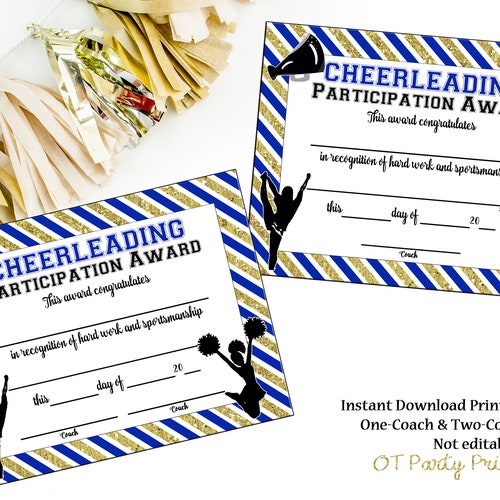 INSTANT DOWNLOAD Cheerleading Certificate Cheerleading - Etsy