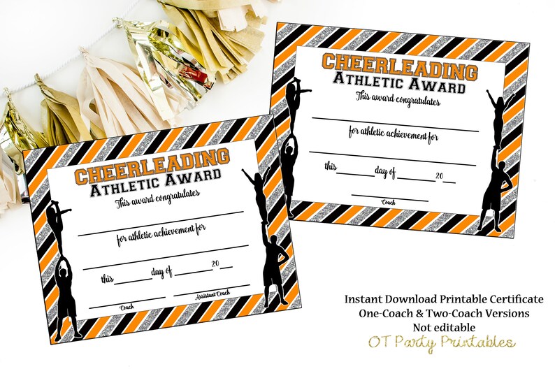 INSTANT DOWNLOAD Cheerleading Certificate Cheerleading Award ...