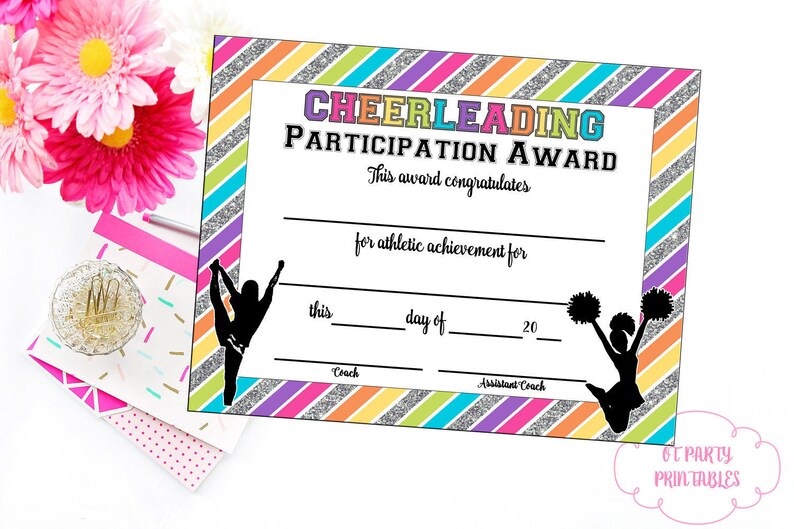 INSTANT DOWNLOAD Cheerleading Certificate Cheerleading Award ...