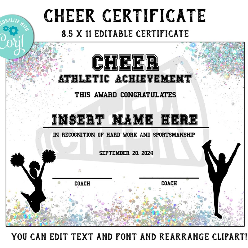 Cheerleader Certificate Png - Etsy