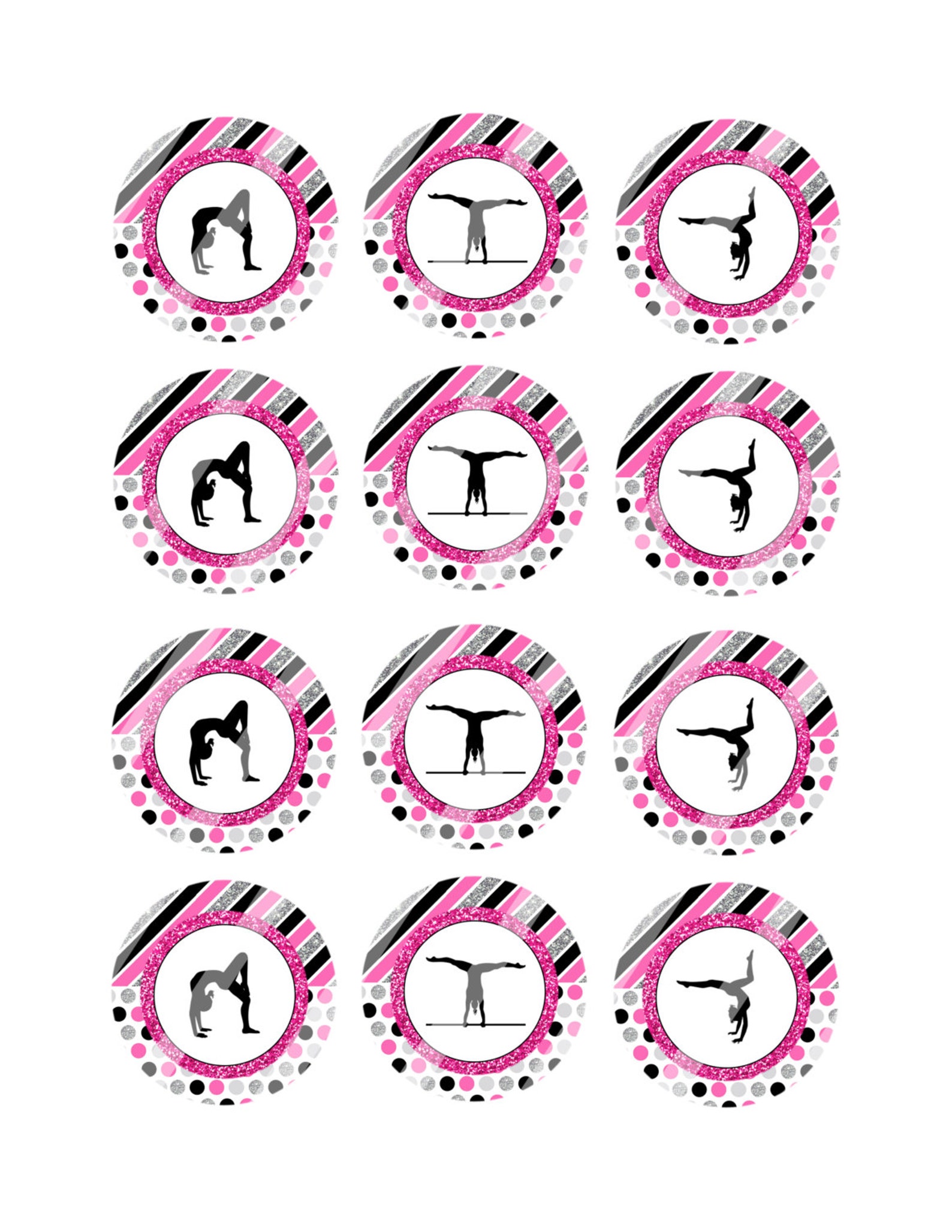 Gymnastics Party Printables 2 Inch Round Gymnastics Labels | Etsy